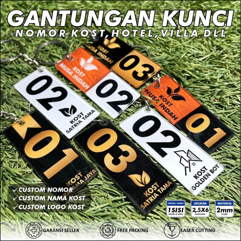 Jual CUSTOM GANTUNGAN KUNCI NOMER PINTU KOST/VILLA/PENGINAPAN/HOMESTAY ...