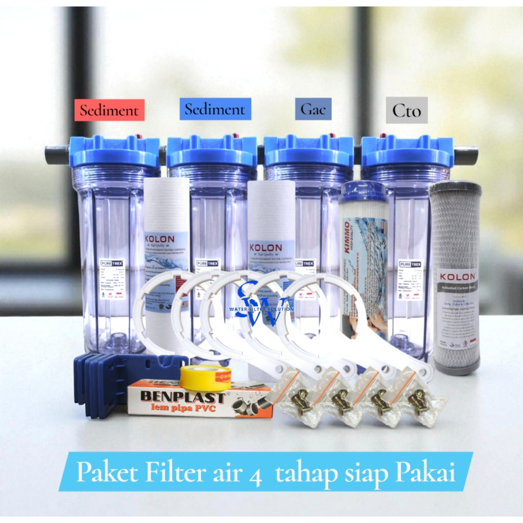 Jual PAKET FILTER AIR 4 TAHAP HOUSING FILTER 10 INCH (SEDIMENT ...