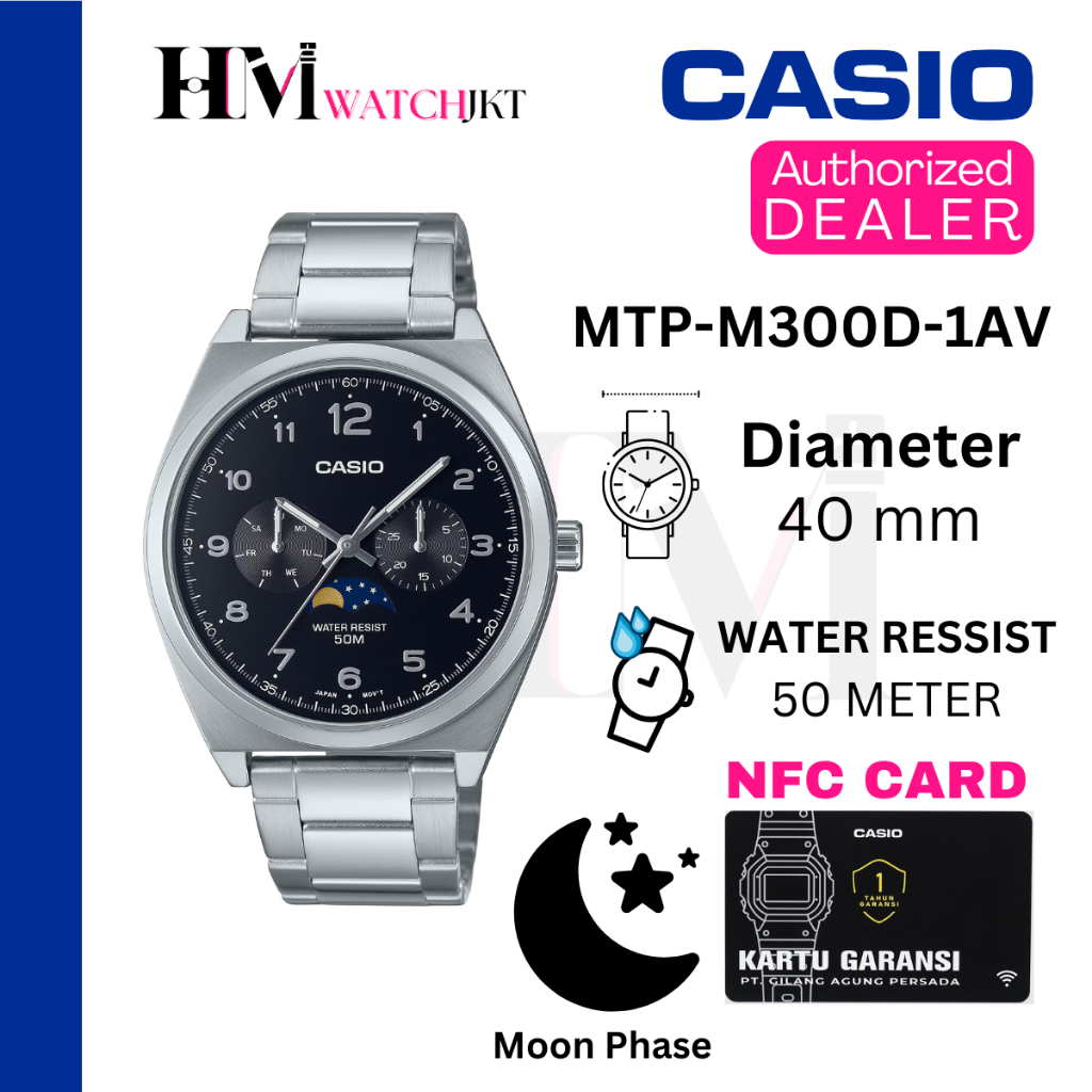 Jual CASIO MTP-M300D-1AVDF Jam Tangan Pria Original Analog Moon Phase ...