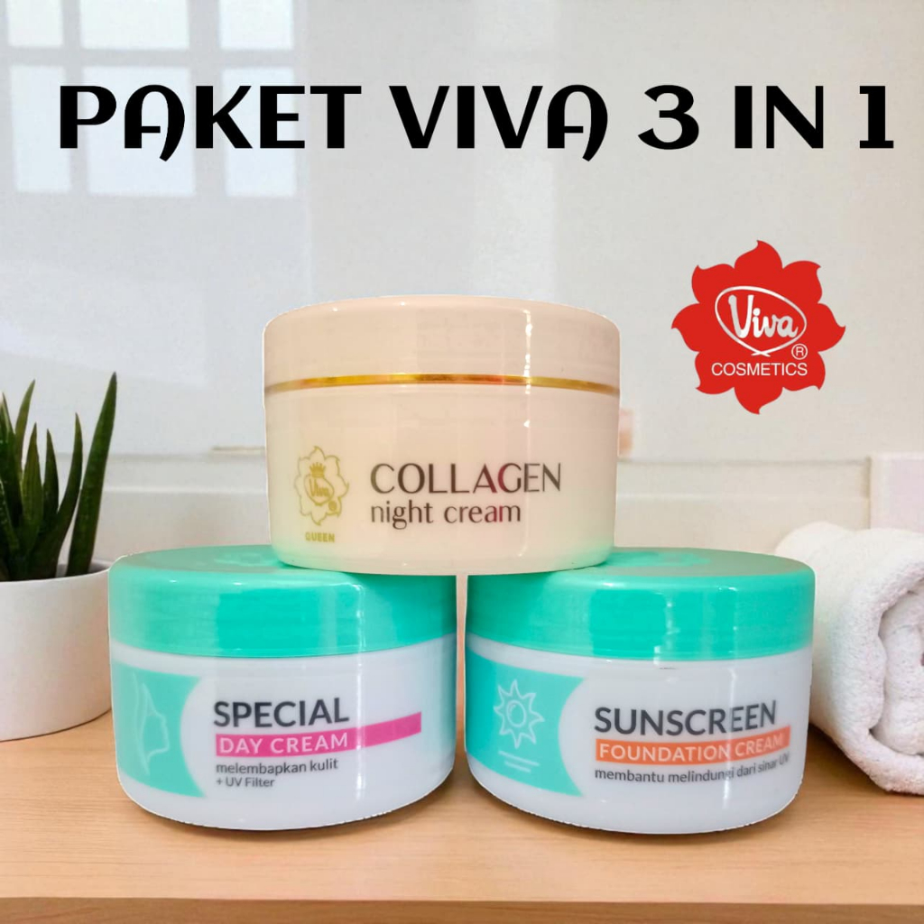 Jual Viva Skincare Set 3in1 | Day Cream, Sunscreen SPF 50 & Night Cream ...