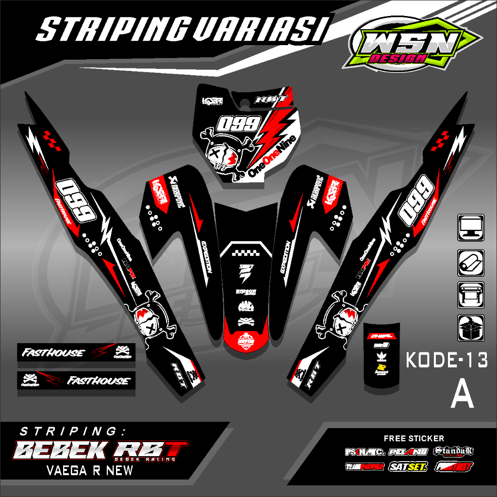 Jual Sticker Striping Yamaha VEGA R NEW MOTOR RBT BEBEK MODIF SUPERMOTO ...