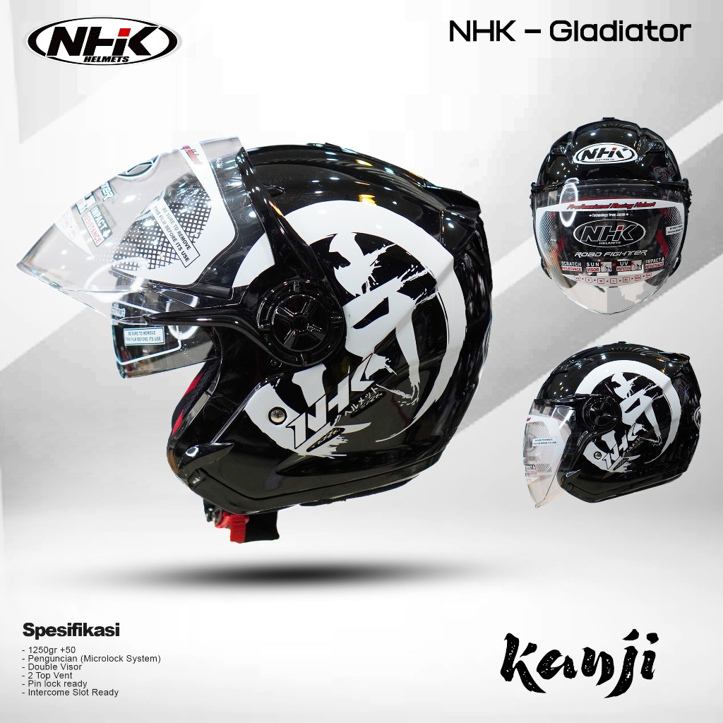Jual HELM NHK GLADIATOR KANJI ORIGINAL NHK | Shopee Indonesia