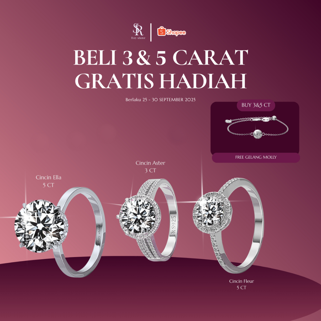 Jual [PAYDAY SALE B1G2] BUY 3CT / 5CT GET 1 FREE GELANG MOLLY 0,3CT ...