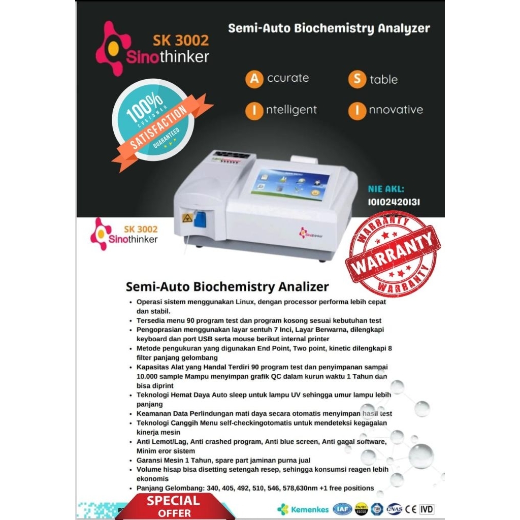 Jual SEMI AUTO CHEMISTRY ANALYZER PHOTOMETER bukan rayto 1904 erbachem ...
