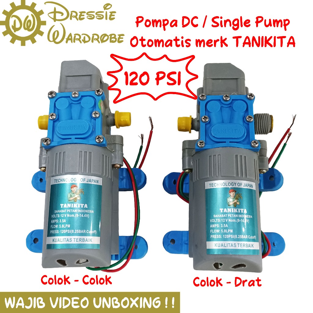 Jual Pompa DC Dinamo Single Pump Otomatis 12V merk TANIKITA 120 PSI ...
