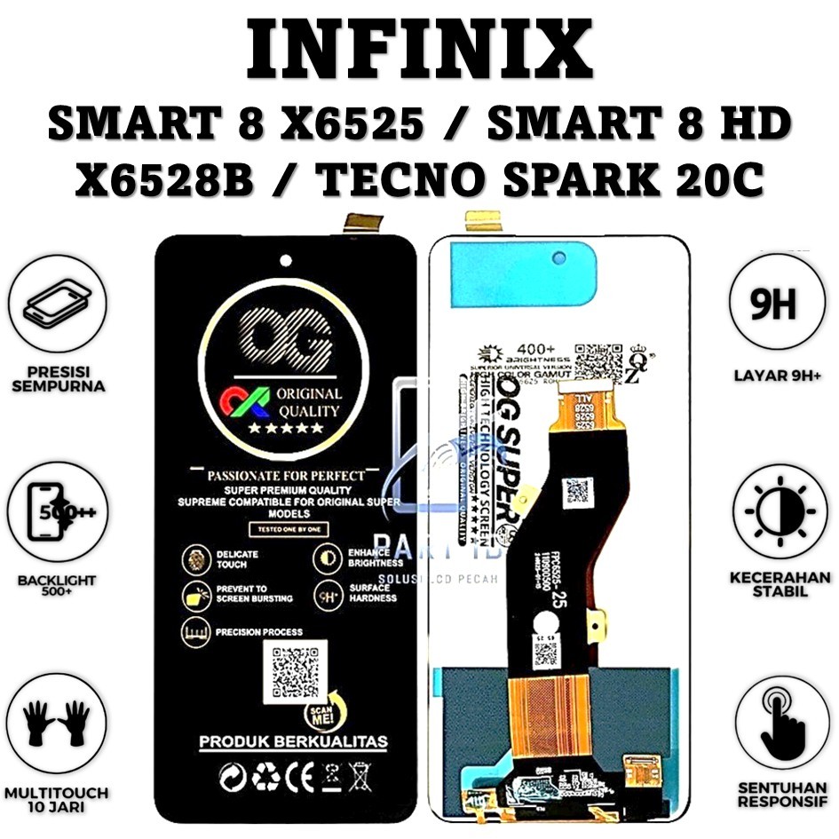 Jual LCD TOUCHSCREEN INFINIX SMART 8 X6525 / SMART 8 HD X6528B / TECNO SPARK 20C COMPLETE 1 SET ...