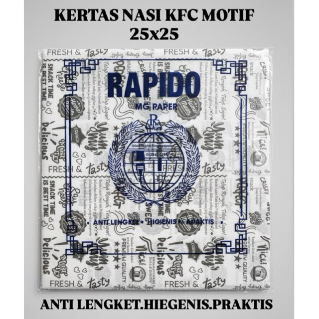 Jual KERTAS NASI KFC 25x27cm MOTIF tipis tidak merembes 100helai ...