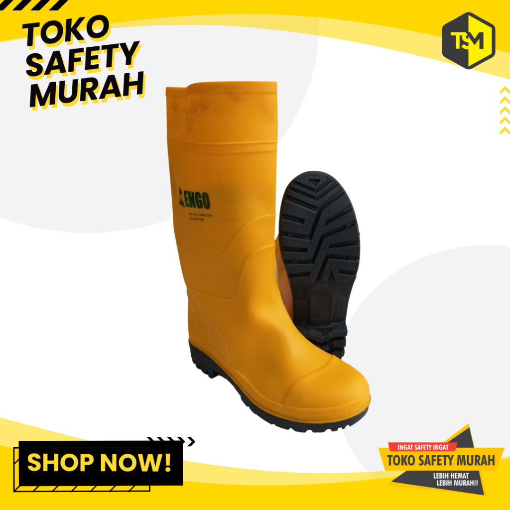 Jual Sepatu Boot Kuning Proyek Ujung Besi Steel Toe Safety Karet Rubber ...