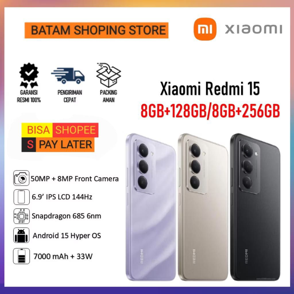 Jual XIAOMI REDMI 15 [ 8GB+256GB ] [ 8GB+128GB ] SNAPDRAGON 685 6nm ...