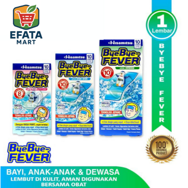 Jual Bye Bye Fever Bayi 1 Lembar | Plester Kompres Demam Bayi | Anak ...