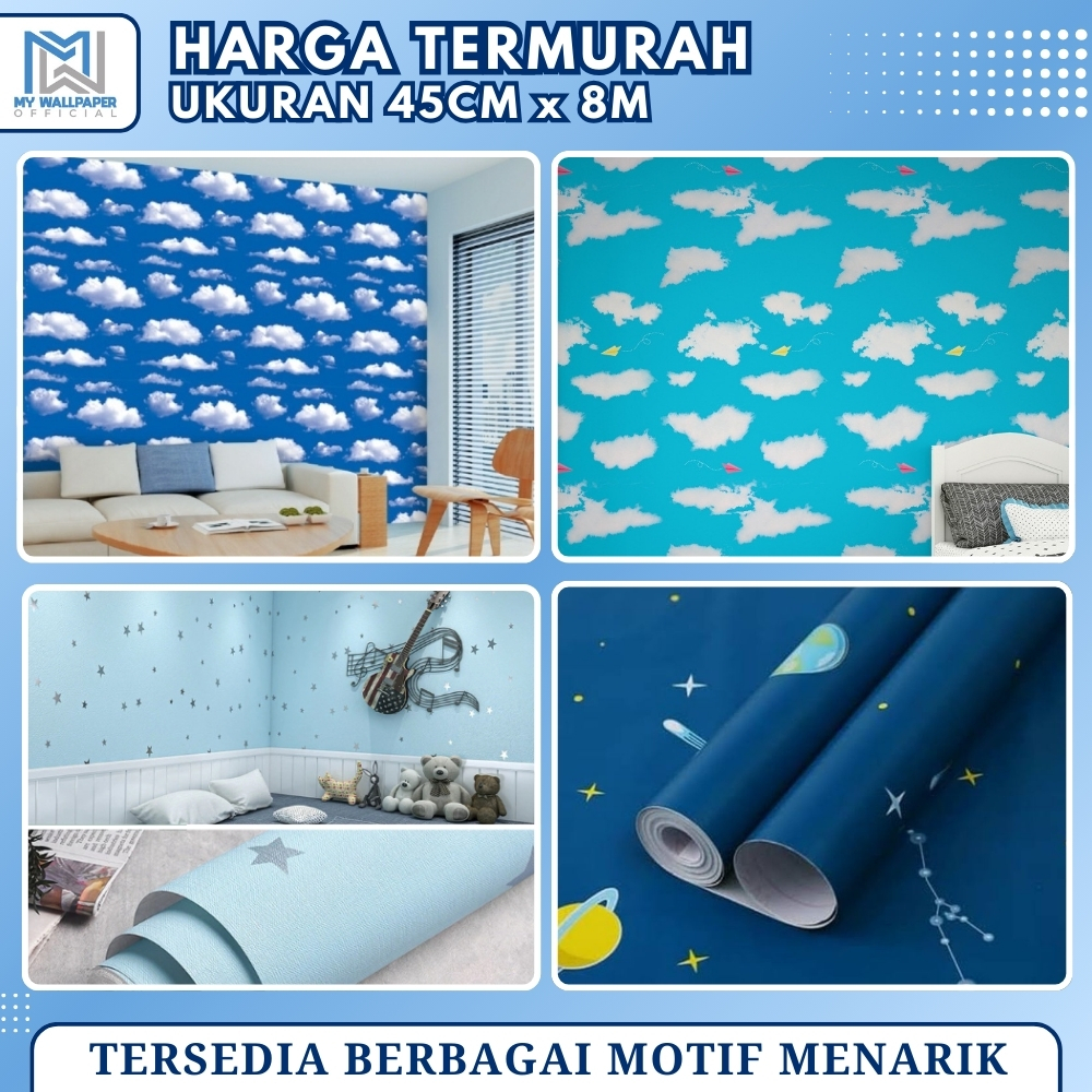 Jual [COD 10M] Wallpaper Dinding Motif Awan Wallpaper Langit Biru ...