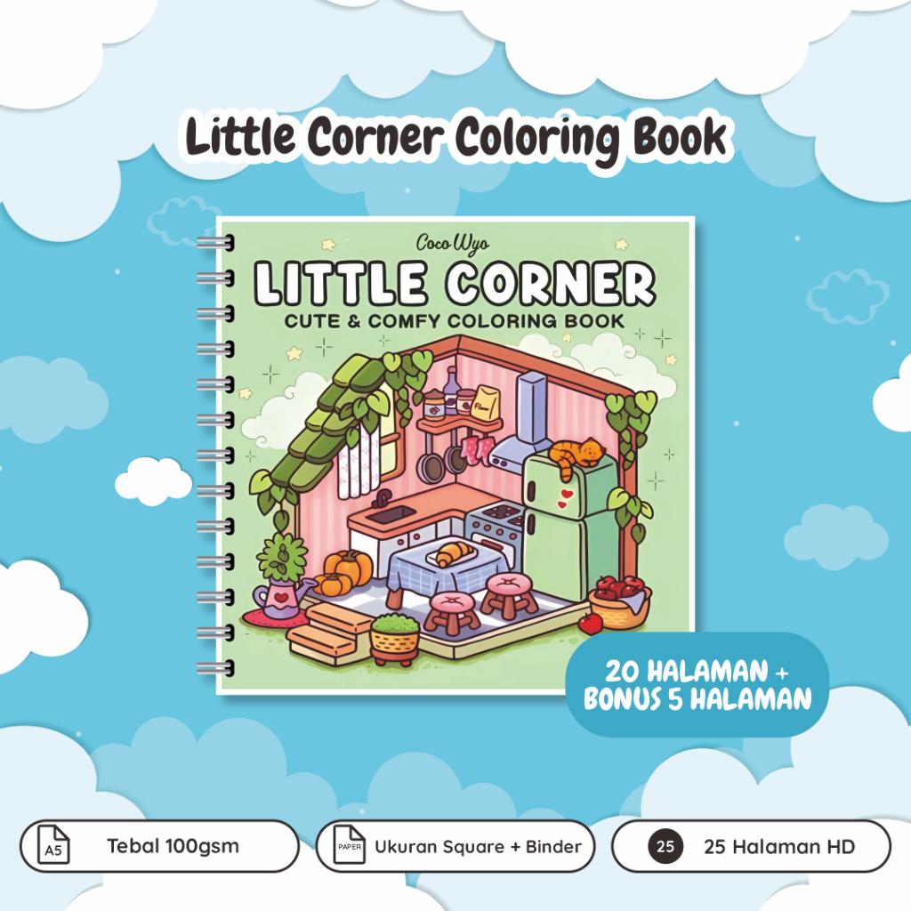 Jual Little Corner Cute & Comfy Coloring Book 25 pages Aesthetic ...