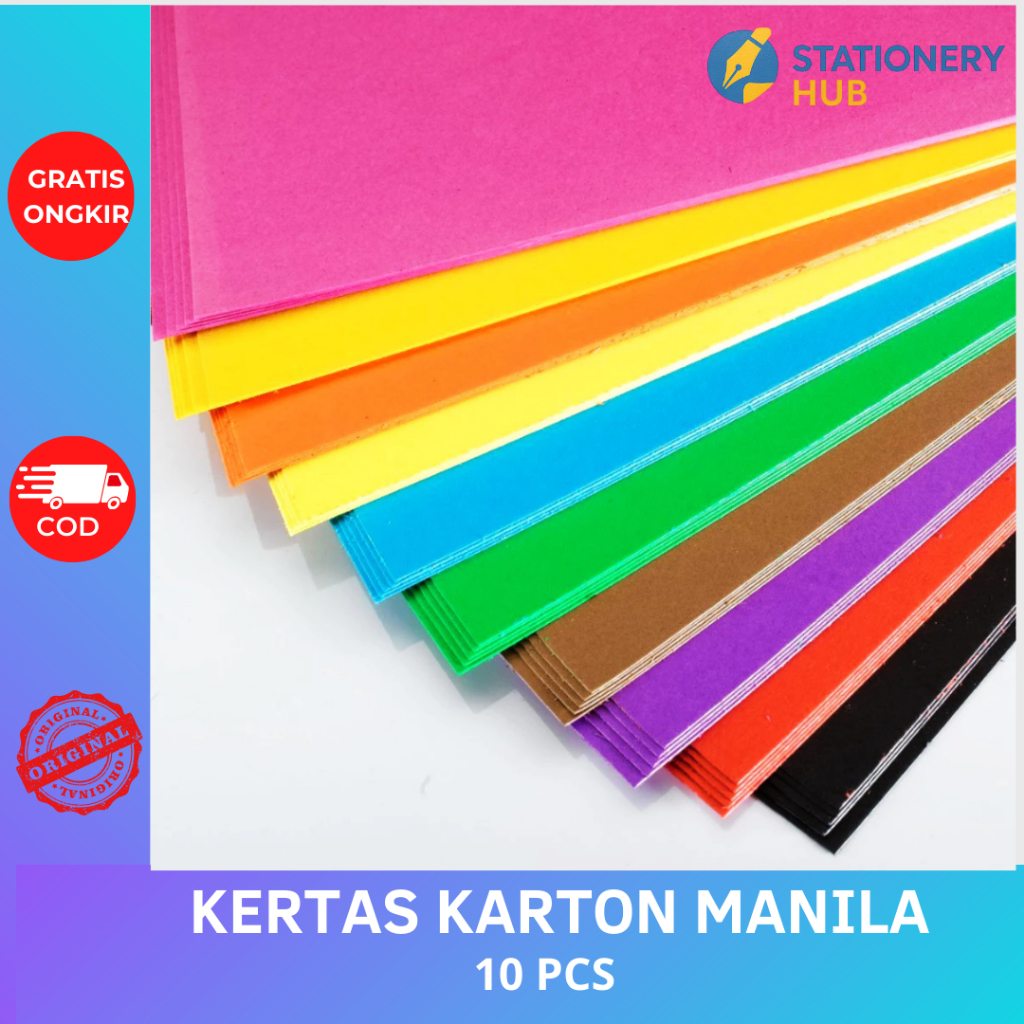Jual (10 Lembar) Kertas Karton MANILA Warna-warni / Kertas BC Warna 2 ...