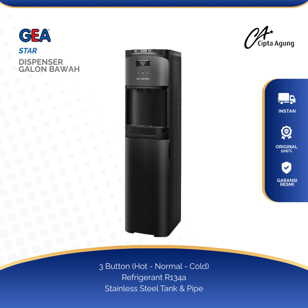 Jual GEA DISPENSER GALON BAWAH GEA STAR STAINLESS STEEL & UV LAMP ...