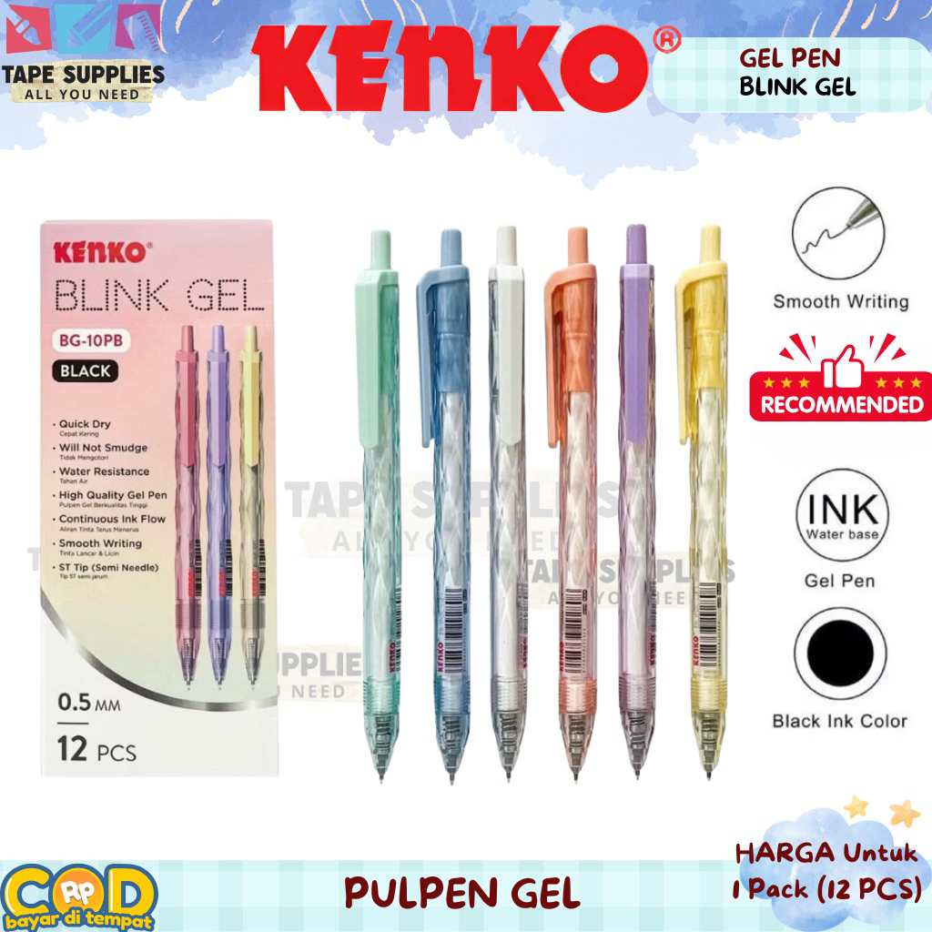 Jual Pulpen Gel Kenko Blink Gel BG-10PB 0.5mm Hitam – Pulpen Cetek ...
