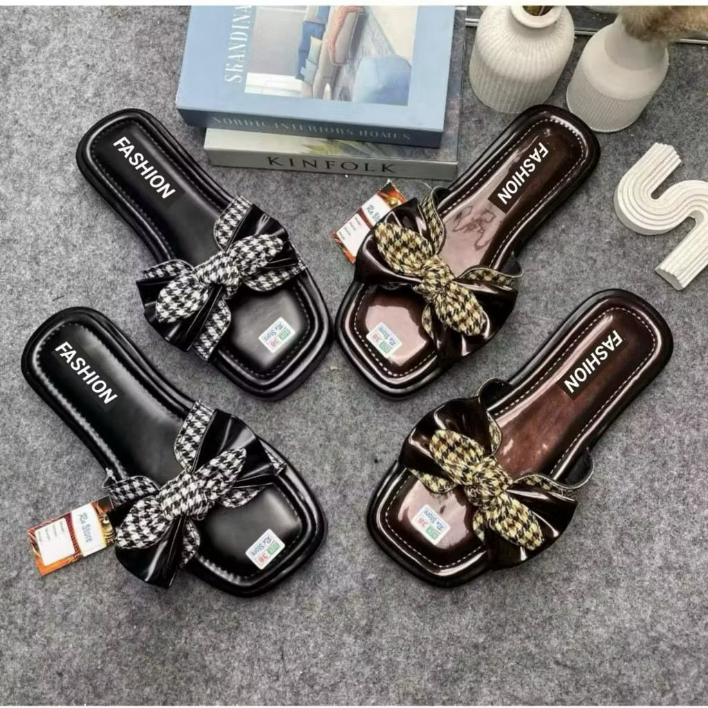 Jual Sandal Wanita Model Terbaru Model Selop Pita Warna Mahogani-Sendal ...