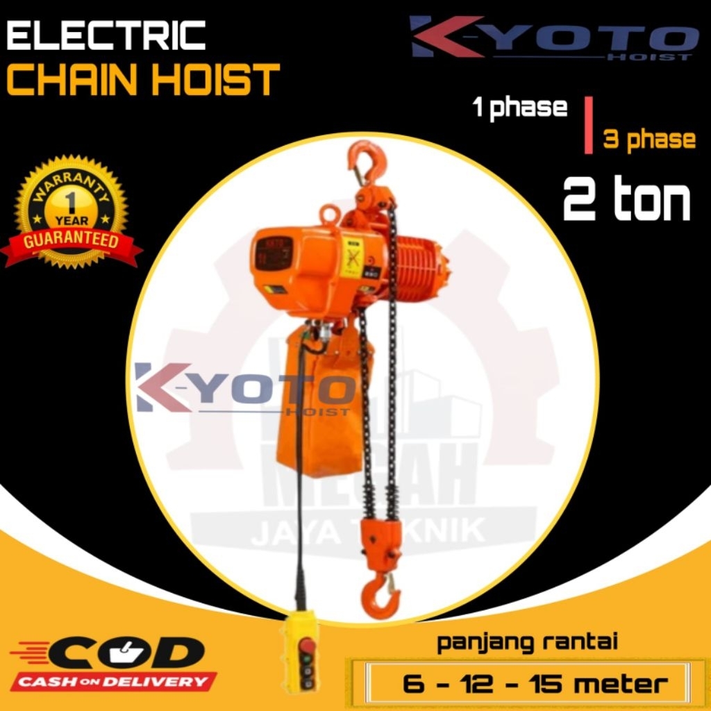 Jual Electric Chain Hoist 2 ton x 6 mtr, 12 mtr, 15 meter doble chain ...