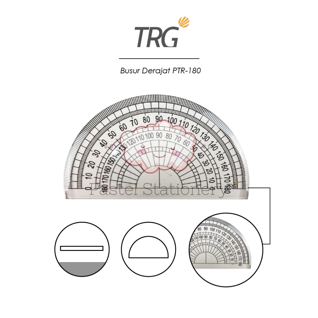 Jual TRG Penggaris Busur 180 Derajat Plastik PRT-180- Plastic ...