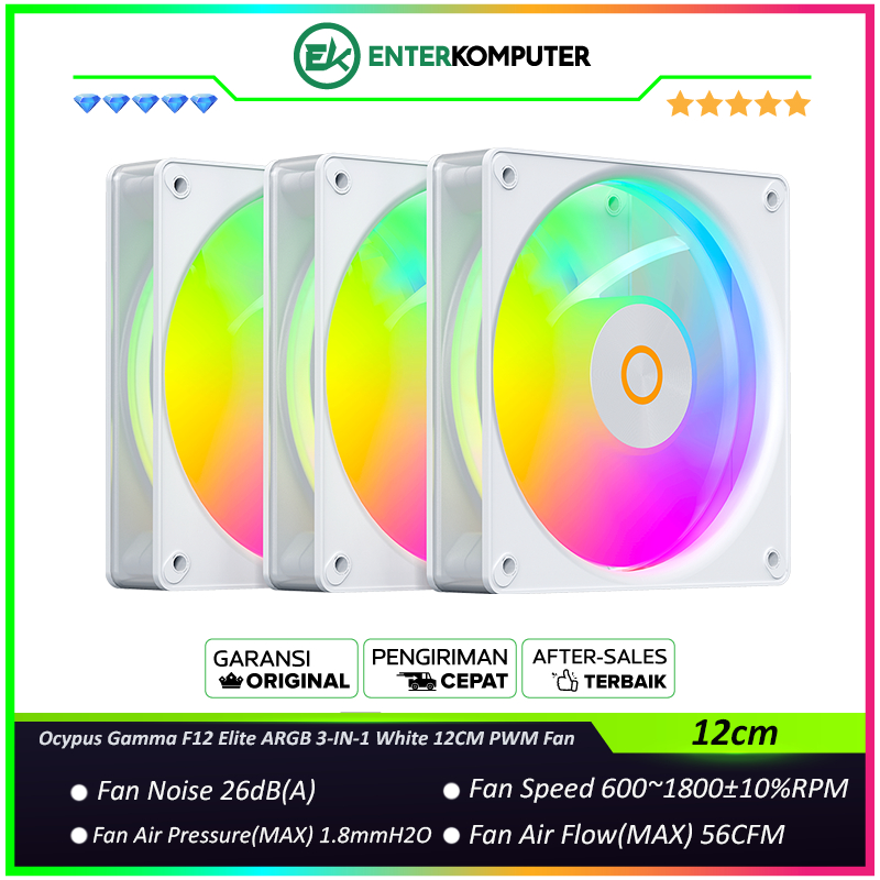 Jual Ocypus Gamma F12 Elite ARGB 3-IN-1 White 12CM PWM Fan | Shopee ...