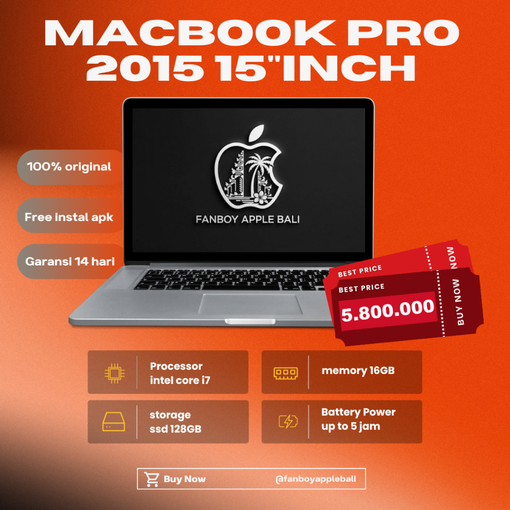 Jual MacBook Pro 2015 | 15inch | Ram 16GB | Ssd 512GB | Processor intel ...