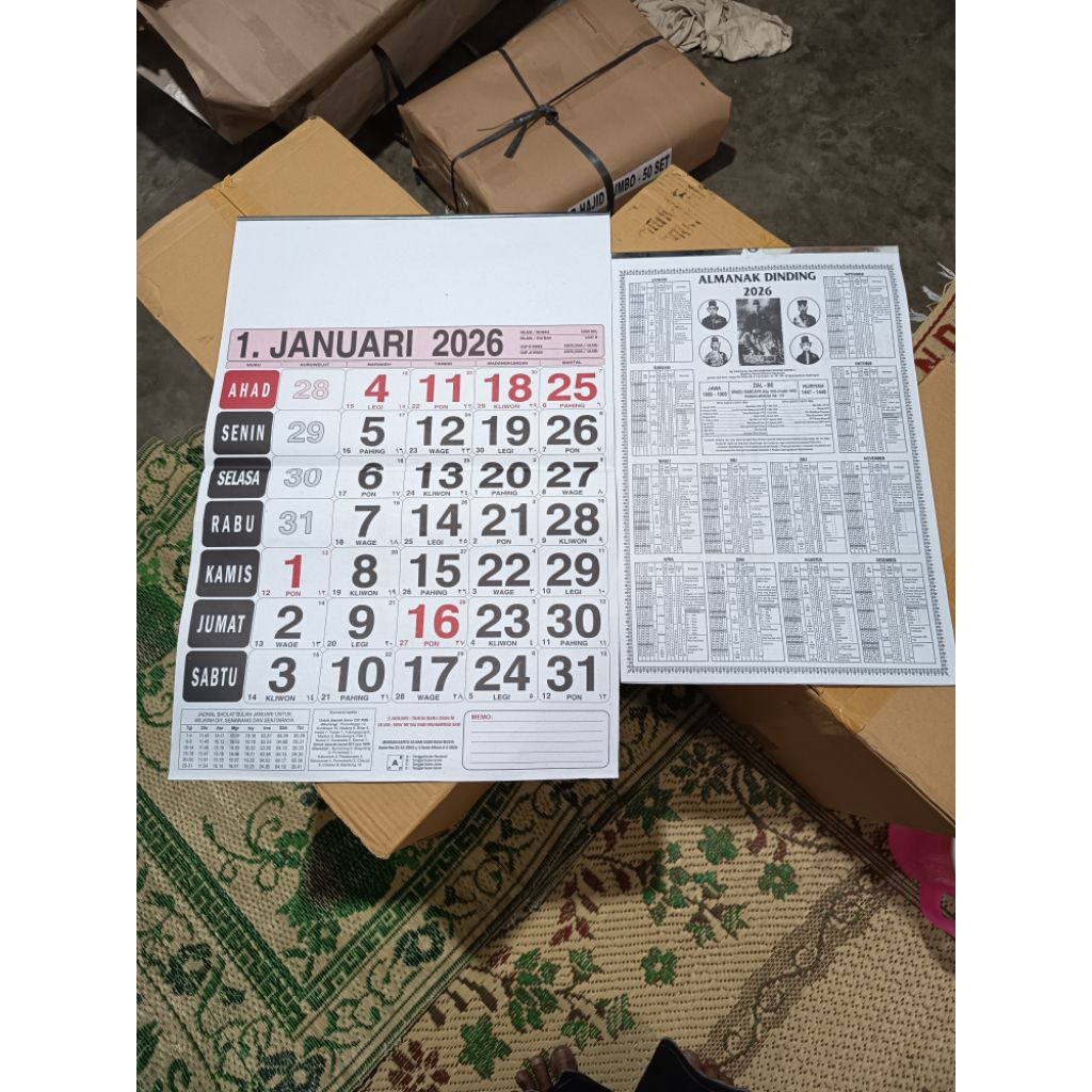 Jual KALENDER 2026 - KALENDER DINDING - KALENDER JUMBO POLOS 12 LEMBAR ...