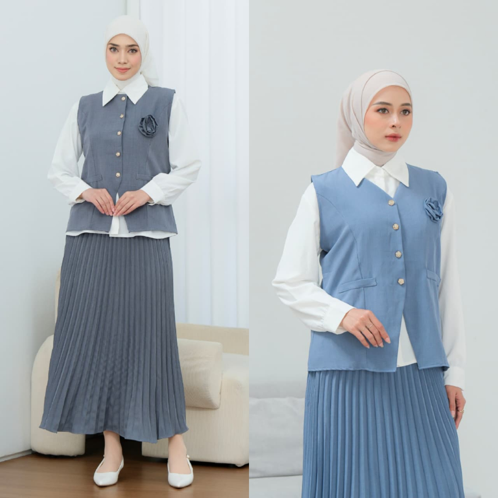 Jual HANAKO One Set 3 in1 Setelan Rok Plisket + Vest Wanita Modis ...