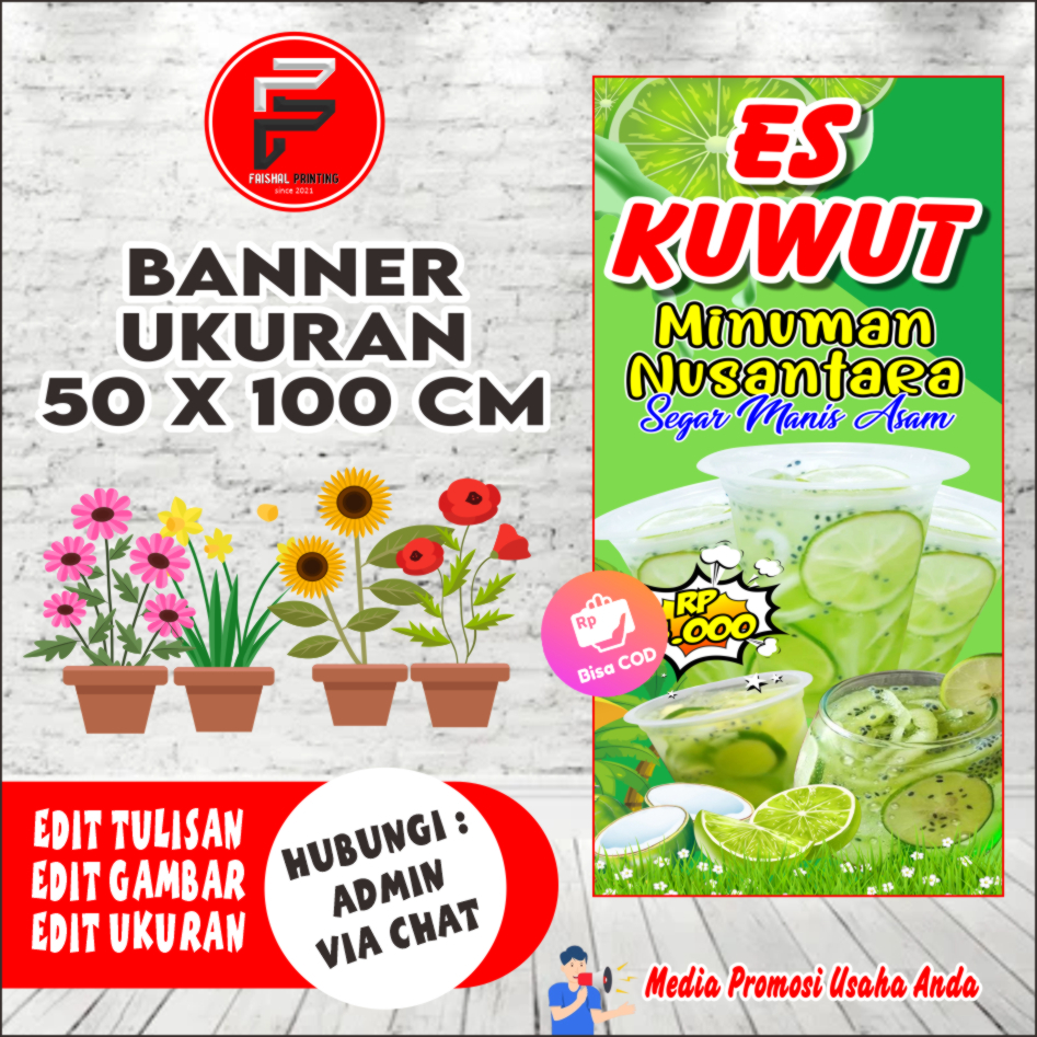 Jual Spanduk Banner Es Kuwut Ukuran 50x100 cm COD | Shopee Indonesia