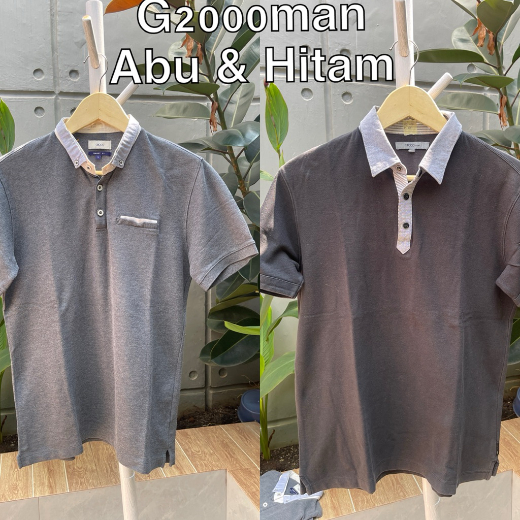 Jual Kaos Berkerah Cowok G2000mann Hitam dan Abu2 | Shopee Indonesia