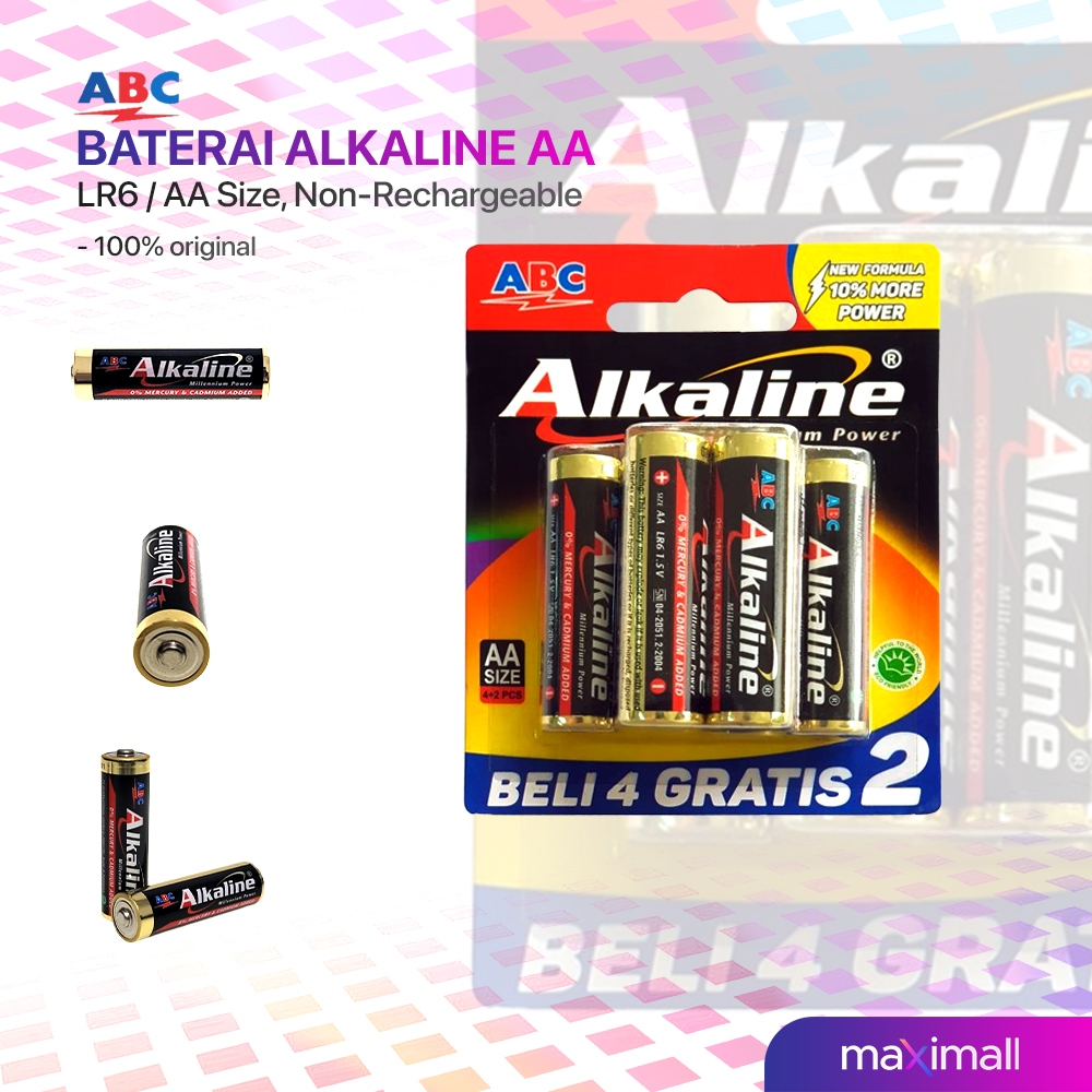 Jual Baterai ABC Alkaline AA (A2) 1,5V untuk Jam Dinding, Senter ...