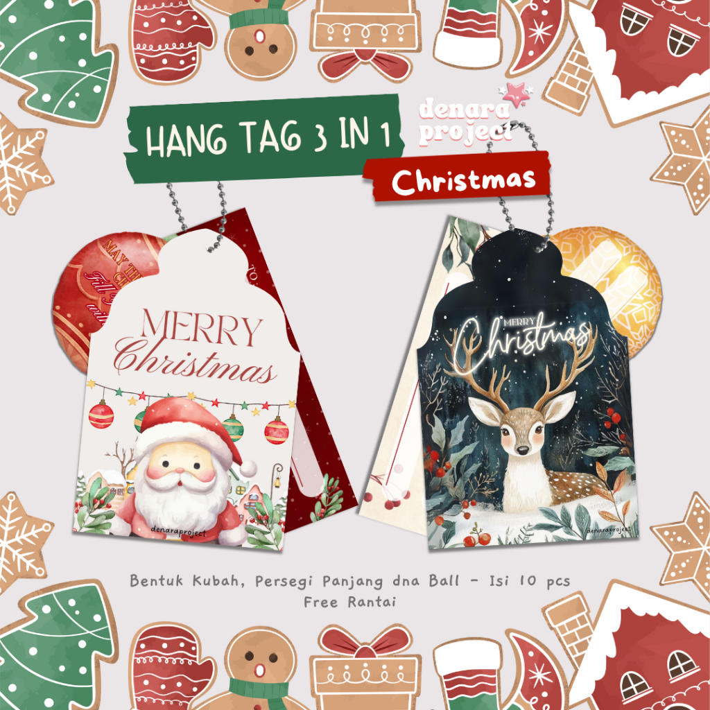 Jual (10 PCS) Hang Tag Hampers Natal - Christmas Hampers Custom ...