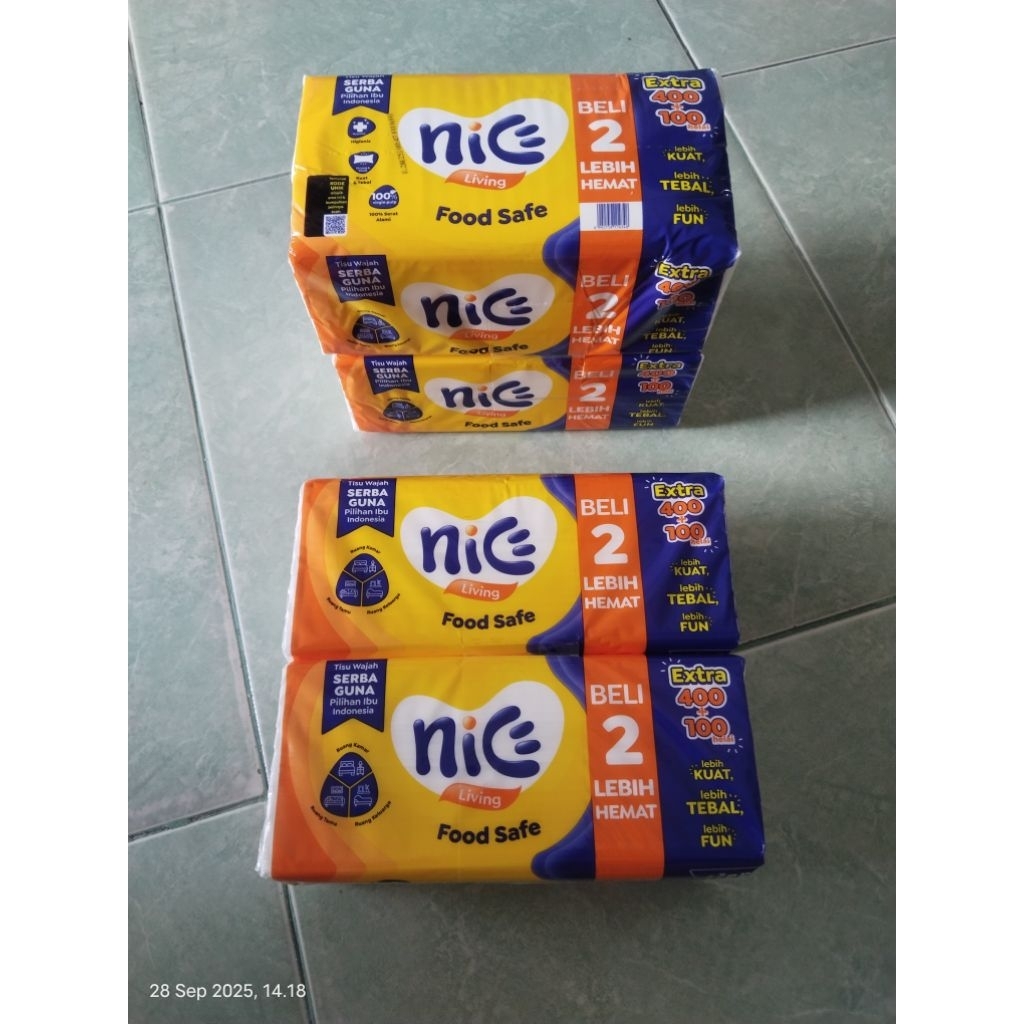 Jual tisu muka tisu wajah food safe nice facial tissue 400+100 helai ...