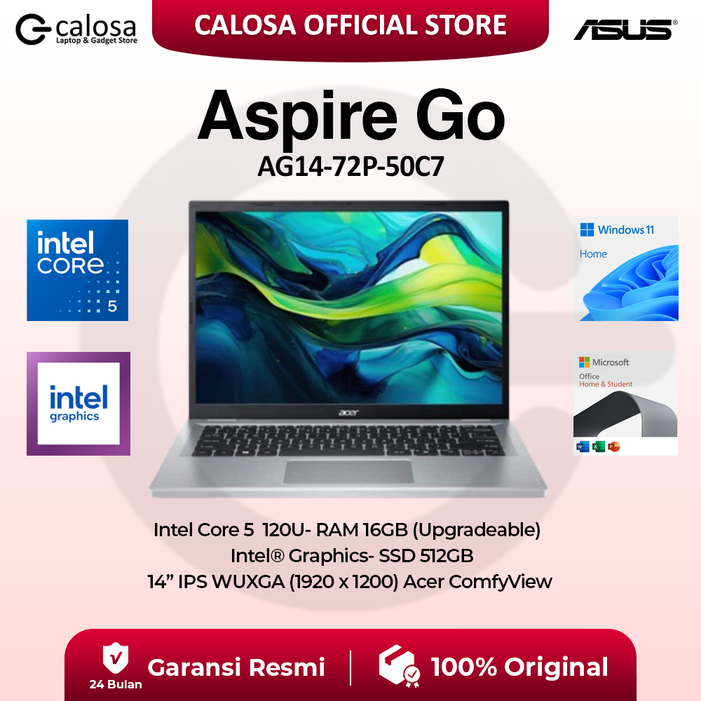 Jual Acer Aspire Go AG14-72P-50C7 Intel Core 5 120U Ram 16GB SSD 512GB ...
