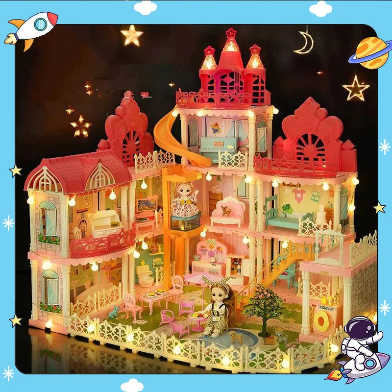Jual CongraAZT Mainan Rumah Boneka Mainan Castle Boneka Set Box Rumah ...