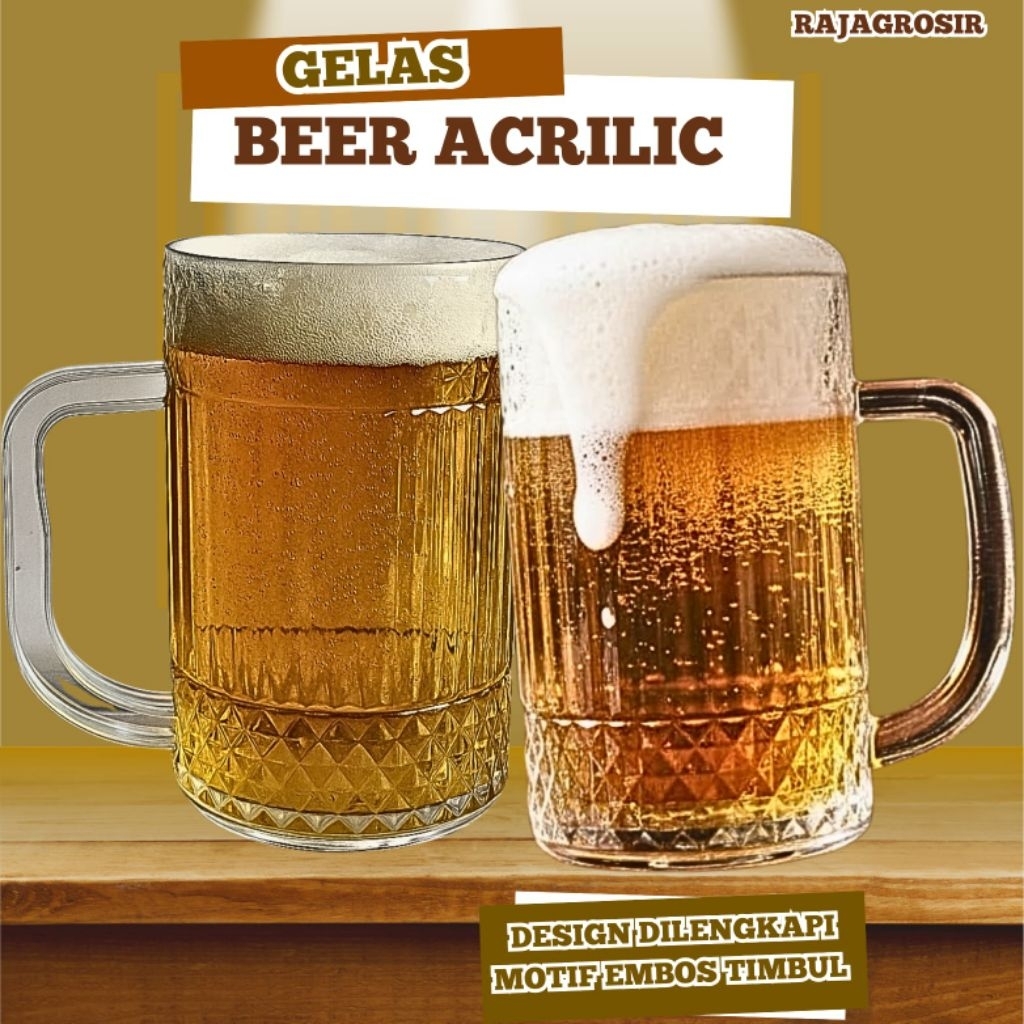 Jual Gelas Beer Jumbo mika Acrilik Diamond Bening 600ML (made in china ...