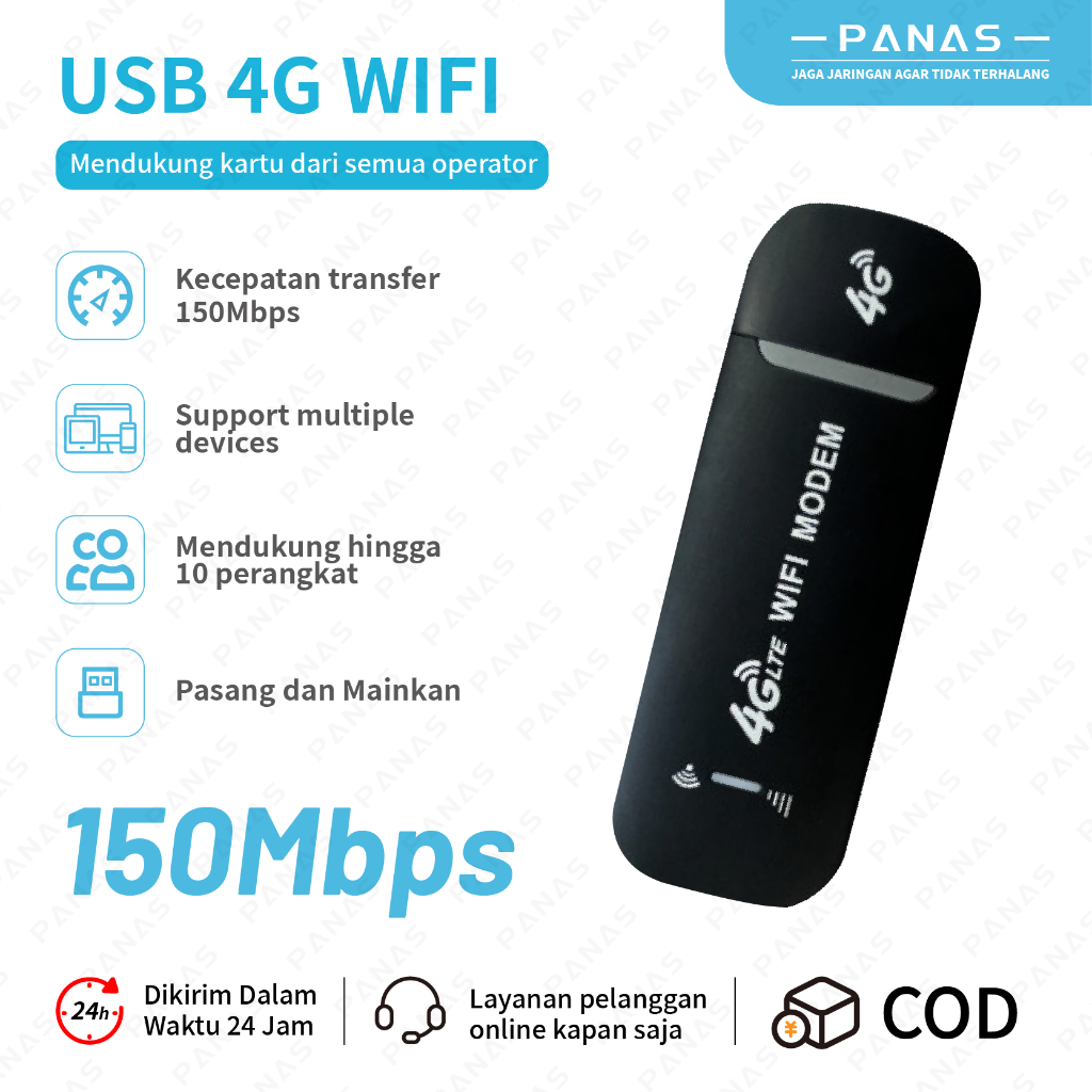 Jual PANAS Modem WIFI USB 4G Dukungan Semua Operator Kartu SIM 150 Mbps ...