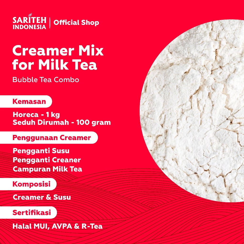 Jual BARU! Sariteh Indonesia Creamer Mix for Milk Tea | Krimer Base ...
