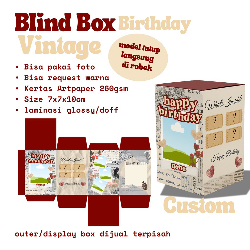 Jual Blind Box Kado Ulang Tahun Custom Vintage Valentine| Hadiah ...