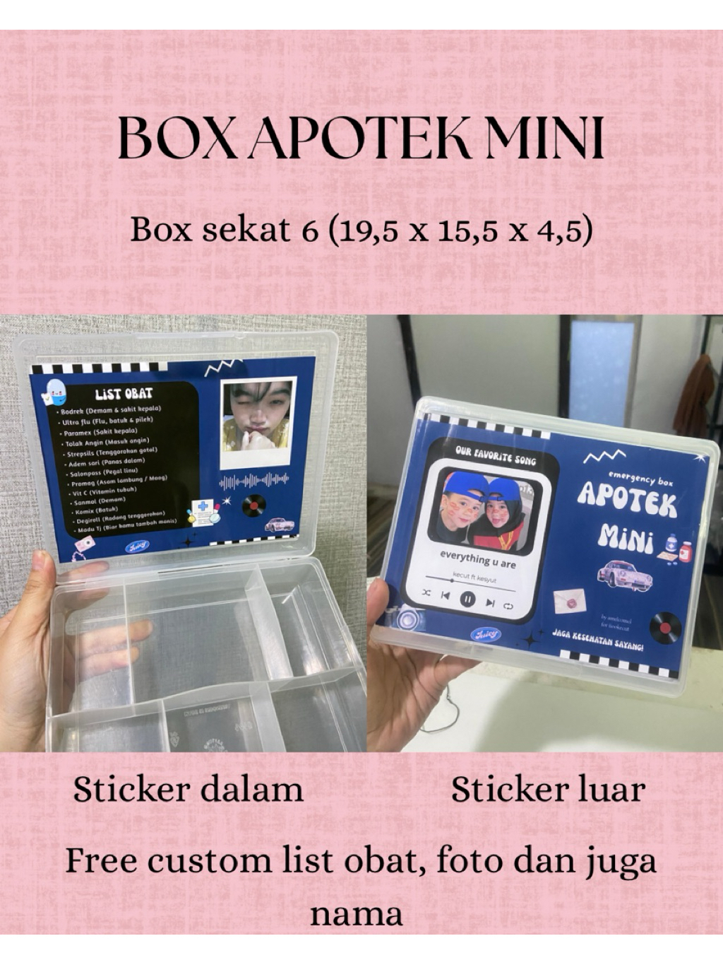 Jual CUSTOM BOX APOTEK MINI BOX 6 SEKAT + STICKER (TANPA OBAT) | Shopee ...