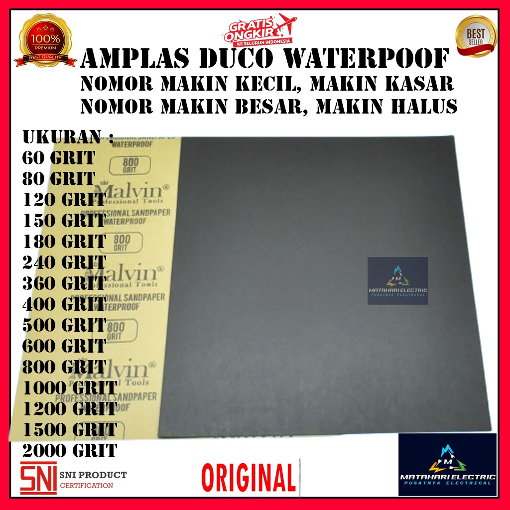 Jual amplas duco malvin waterpoof/amplas lembaran/amplas murah | Shopee ...