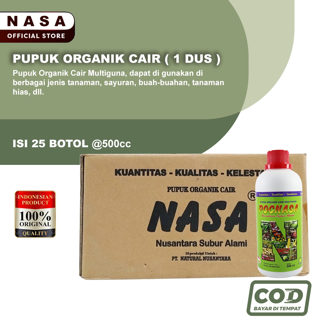 Jual Pupuk Organik Cair (POC) NASA 500 ML 1 Dus isi 25 PCS | Shopee ...