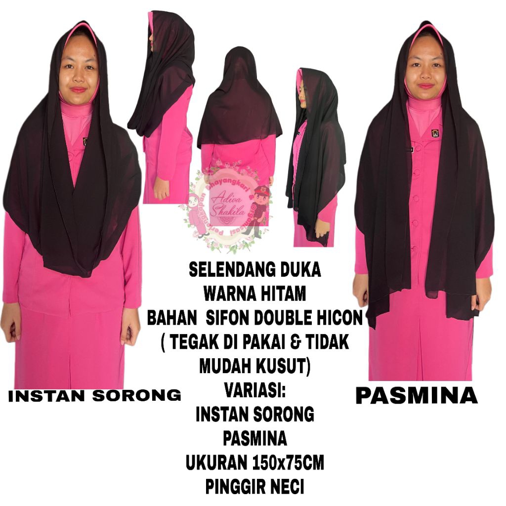 Jual SELENDANG DUKA WARNA HITAM BAHAN SIFON DOUBLE HICON VARIASI ...