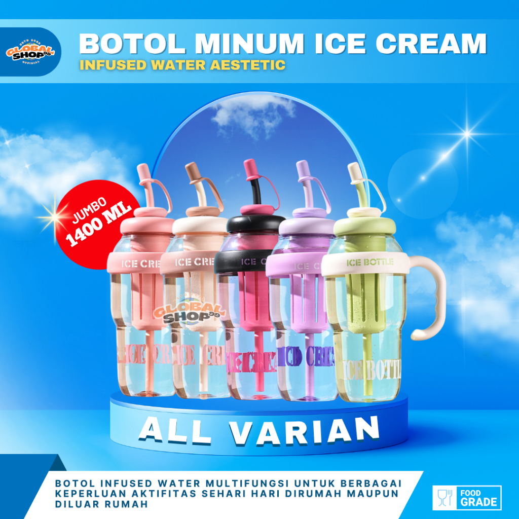 Jual BOTOL MINUM INFUSED WATER 1400MILI BOTOL ICE CREAM KARAKTER MOTIF ...