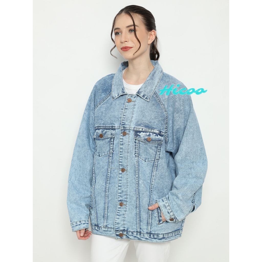 Jual HICOO - Jaket Jeans Wanita Big Size Korea Style | Shopee Indonesia