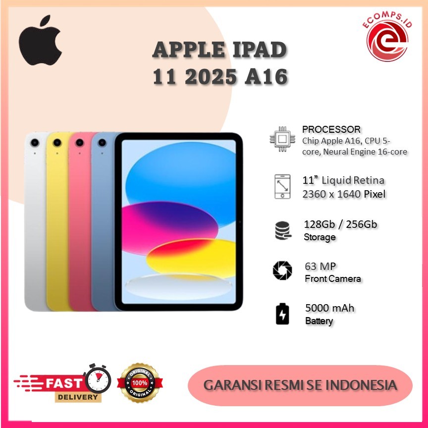 Jual Apple iPad Gen 11 (A16) 2025 Wifi Only 128GB Garansi Resmi IBOX - BLUE , 256GB | Shopee ...
