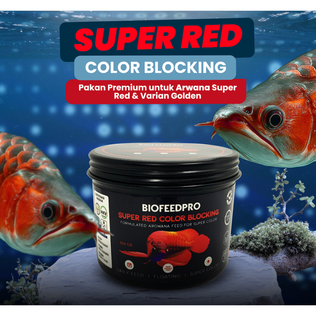 Jual AROWANA SUPER RED COLOR BLOCKING PELET 100GR | BIOFEEDPRO ...