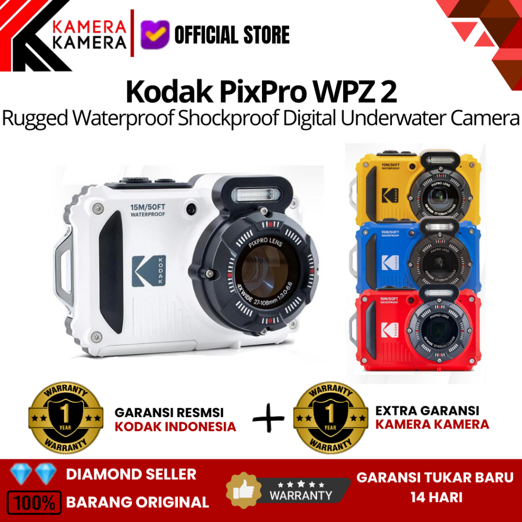 Jual Kodak PIXPRO WPZ 2 Rugged Waterproof Shockproof Digital Underwater ...