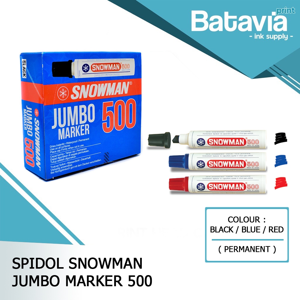 Jual SPIDOL SNOWMAN 500 JUMBO MARKER PERMANEN 1 PCS HITAM | BIRU ...
