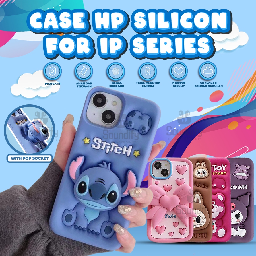 Jual [SOUNDIFY] Soft Case HP Silikon Premium Dengan Popsocket Kartun 3D ...