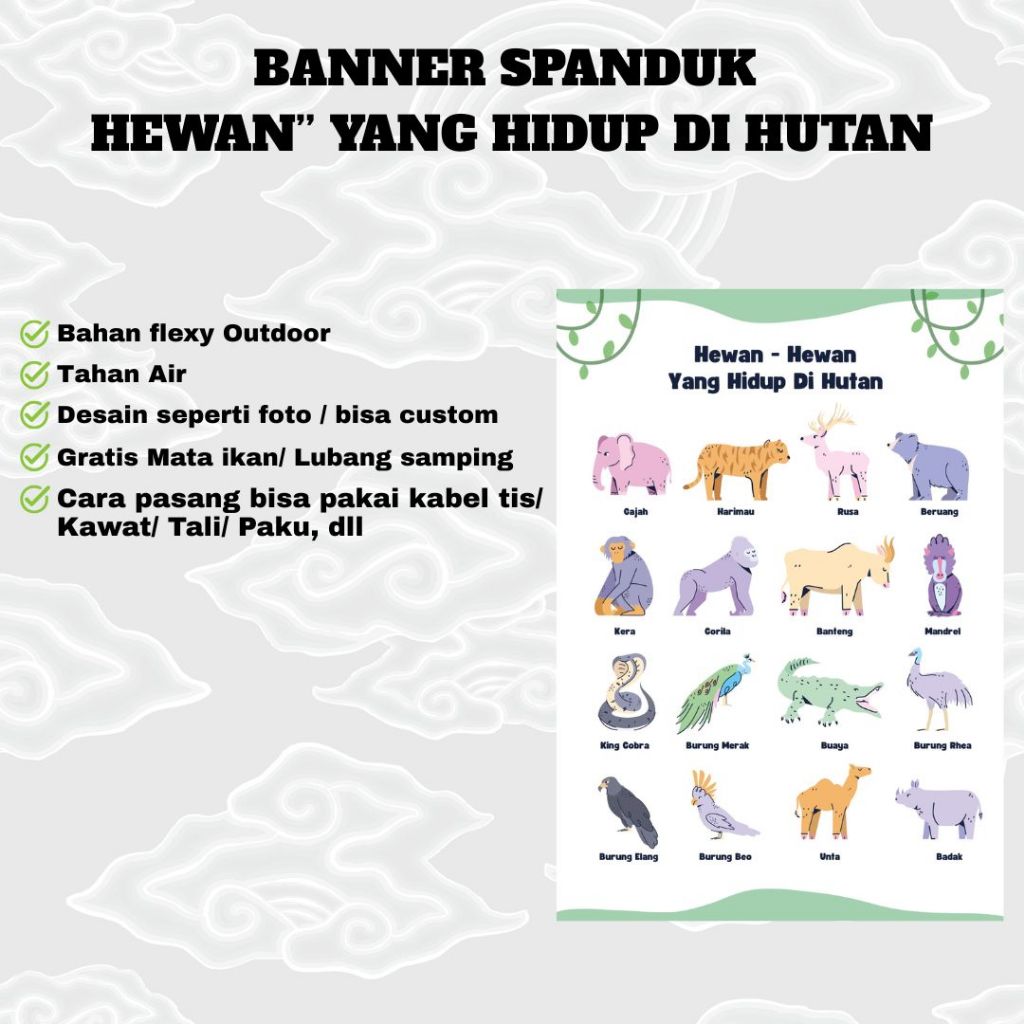 Jual SPANDUK/BANNER HEWAN-HEWAN YANG HIDUP DI HUTAN ECOGREEN | Shopee ...