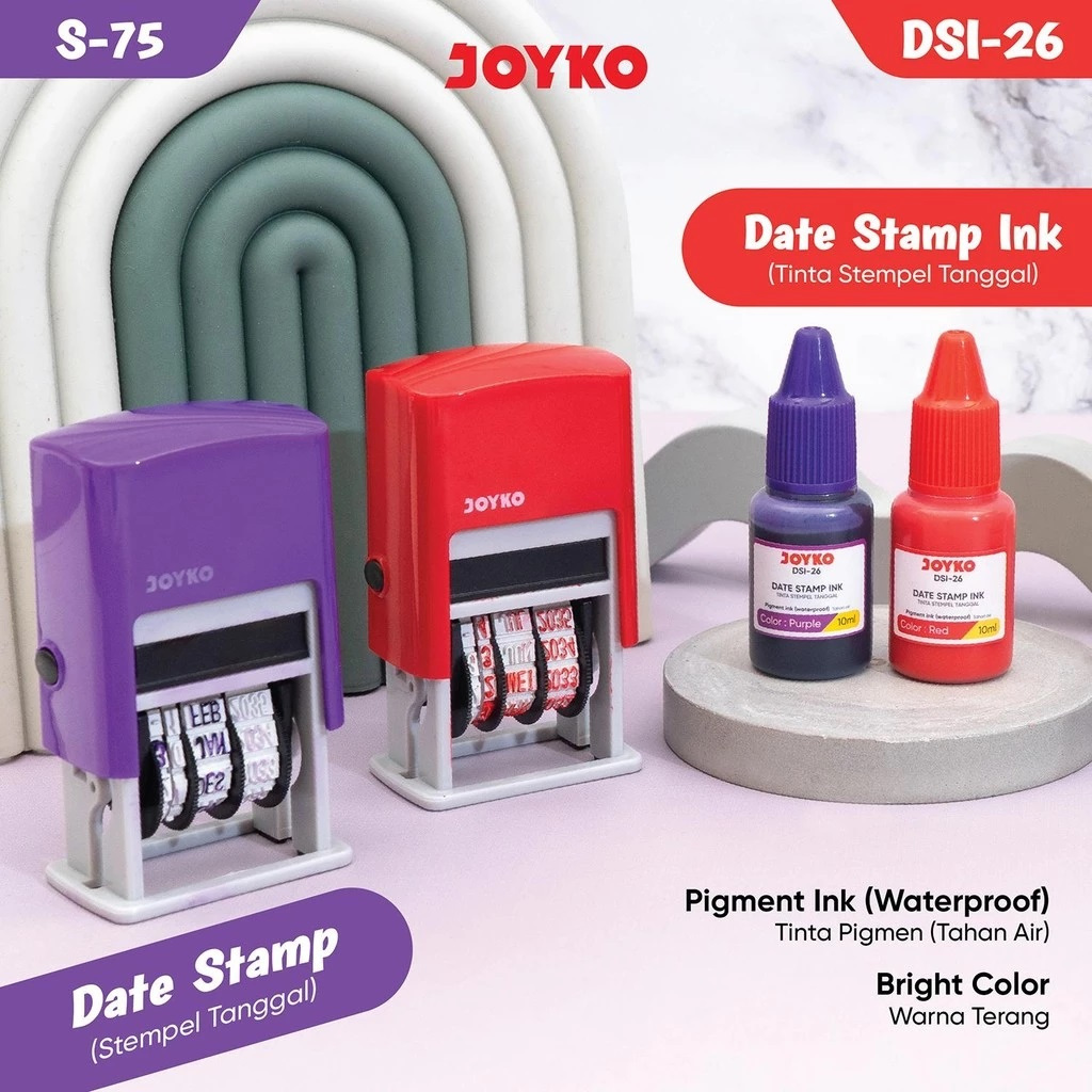 Jual JOYKO Date Stamp Stempel Tanggal S-75 Self Inking + Tinta DSI-26 ...